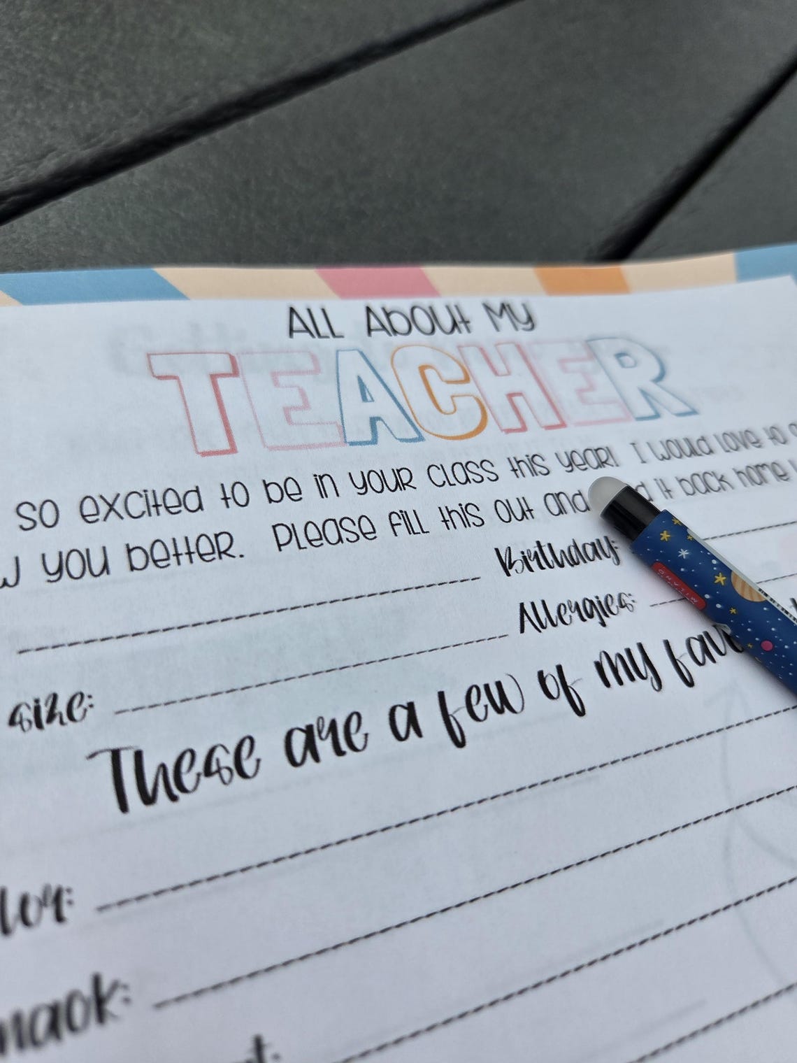 All About My Teacher / Teacher Favorite Things / First Day of School ...