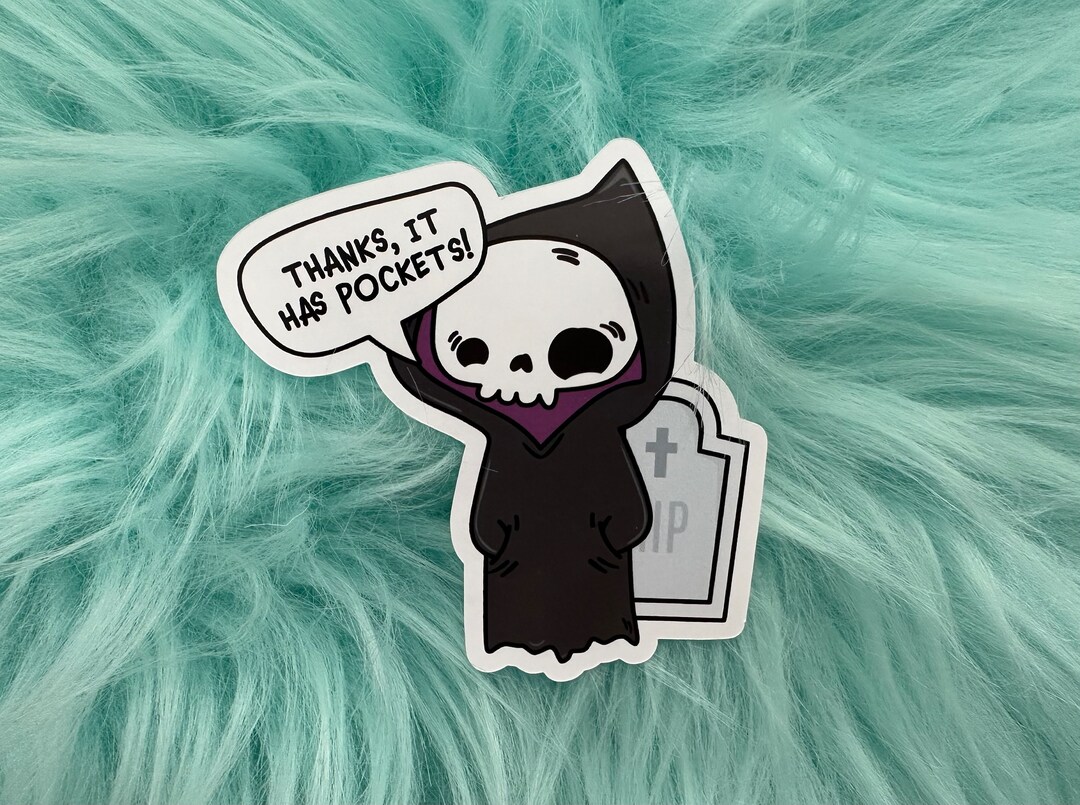 Cute Halloween Death Vinyl Sticker Spooky Sticker Halloween Sticker ...