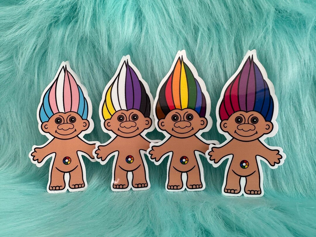 LGBTQIA Sticker Pride Flag Stickers Troll Doll Stickers - Etsy UK