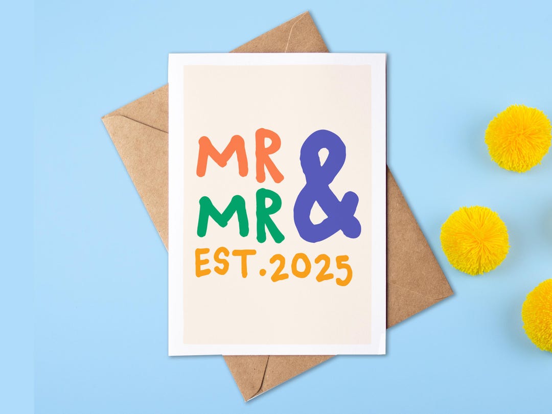 Gay Wedding Card | Mr & Mr Est.2025 Card | Just Married Card | Wedding ...