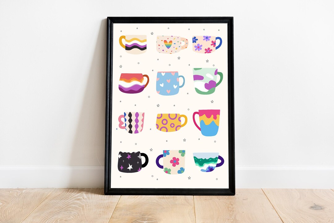 Pride Flag Cups of Tea Print | LGBTQ Print | Kitchen Print | LGBTQ+ Art ...