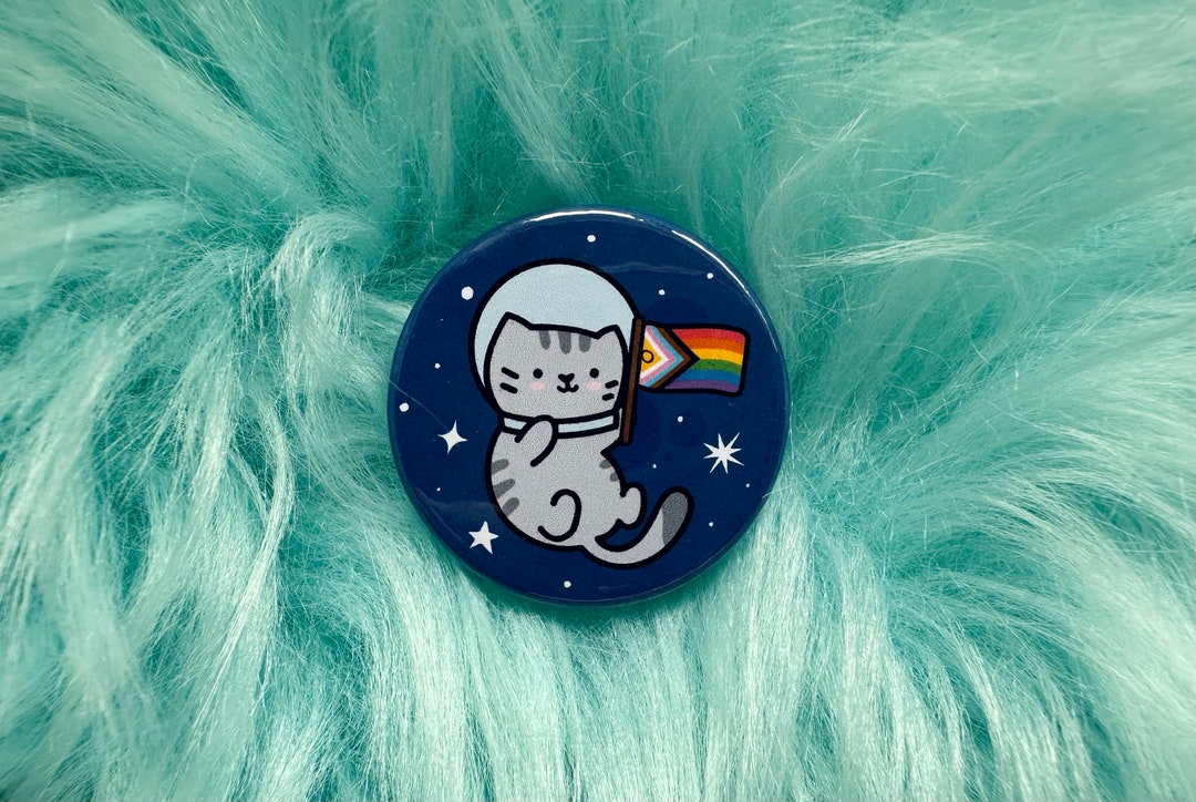 Pride Space Cat Badge LGBTQ Badge LGBTQ Pin Pride Badge Space Pride ...