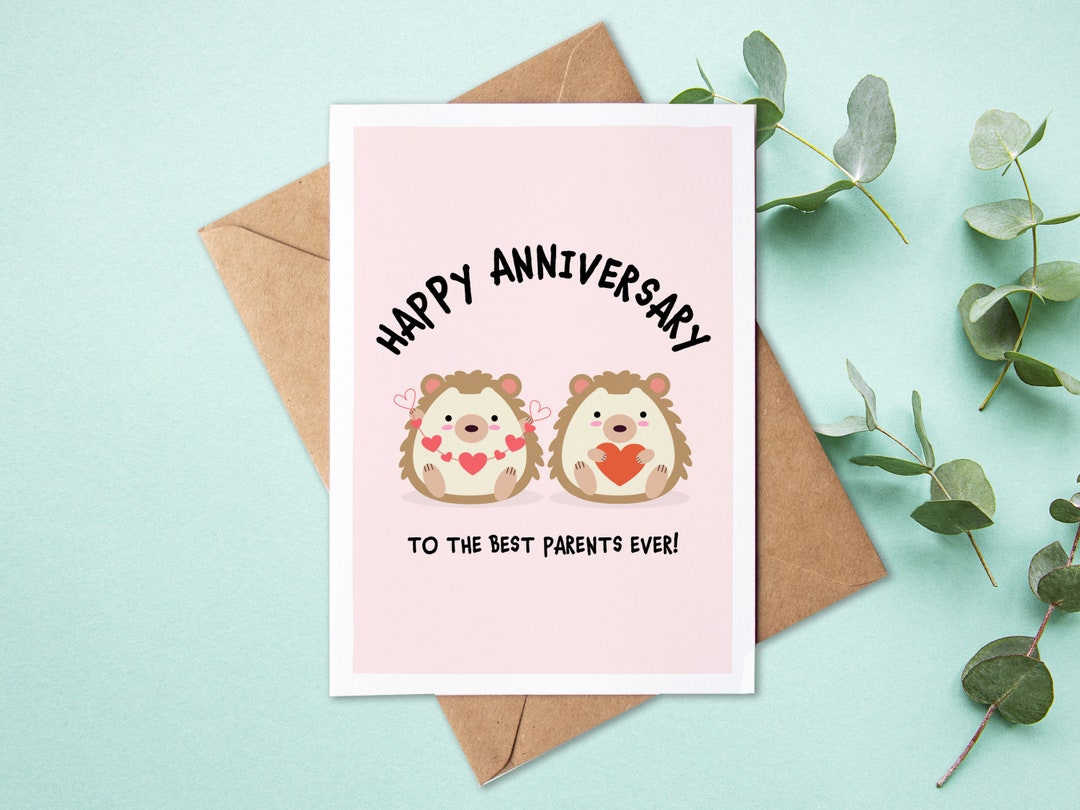 Parents Wedding Anniversary Card | Hedgehog Wedding Anniversary Card ...