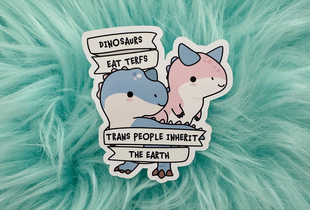 LGBTQIA+ Sticker | Funny Dinosaur Trans Rights | Dino Vinyl Sticker ...