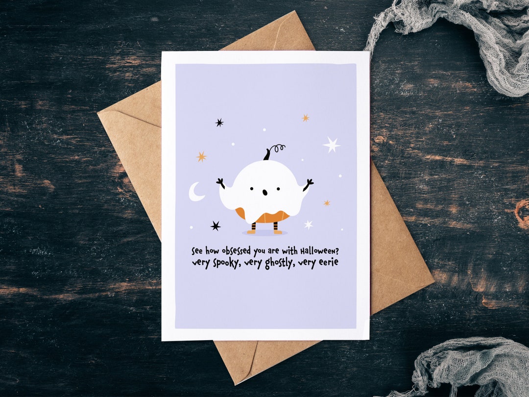 Funny Halloween Obsessed Card | Happy Halloween Card | Pumpkin | Spooky ...
