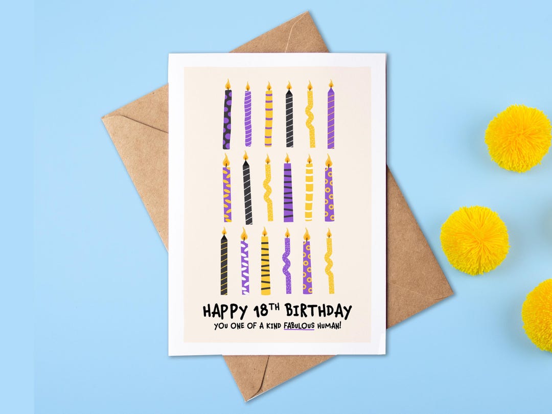 Non-binary 18th Birthday Card Fabulous Human Happy 18th Birthday Card Non-binary Birthday Card ...