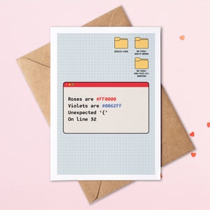 Coder Valentine's Day Card Programmer Developer Funny Coding Anniversary Card Computer Valentine ...