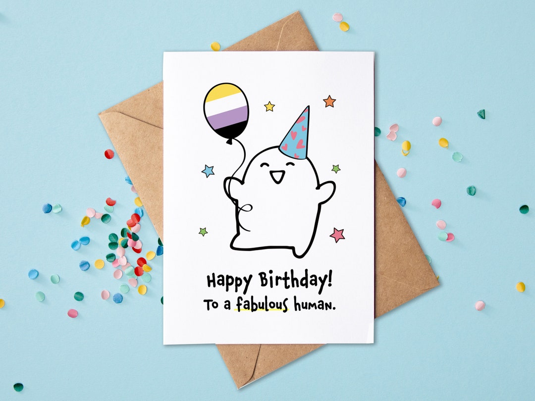 LGBTQIA Card Non-binary Birthday Card Happy Birthday - Etsy