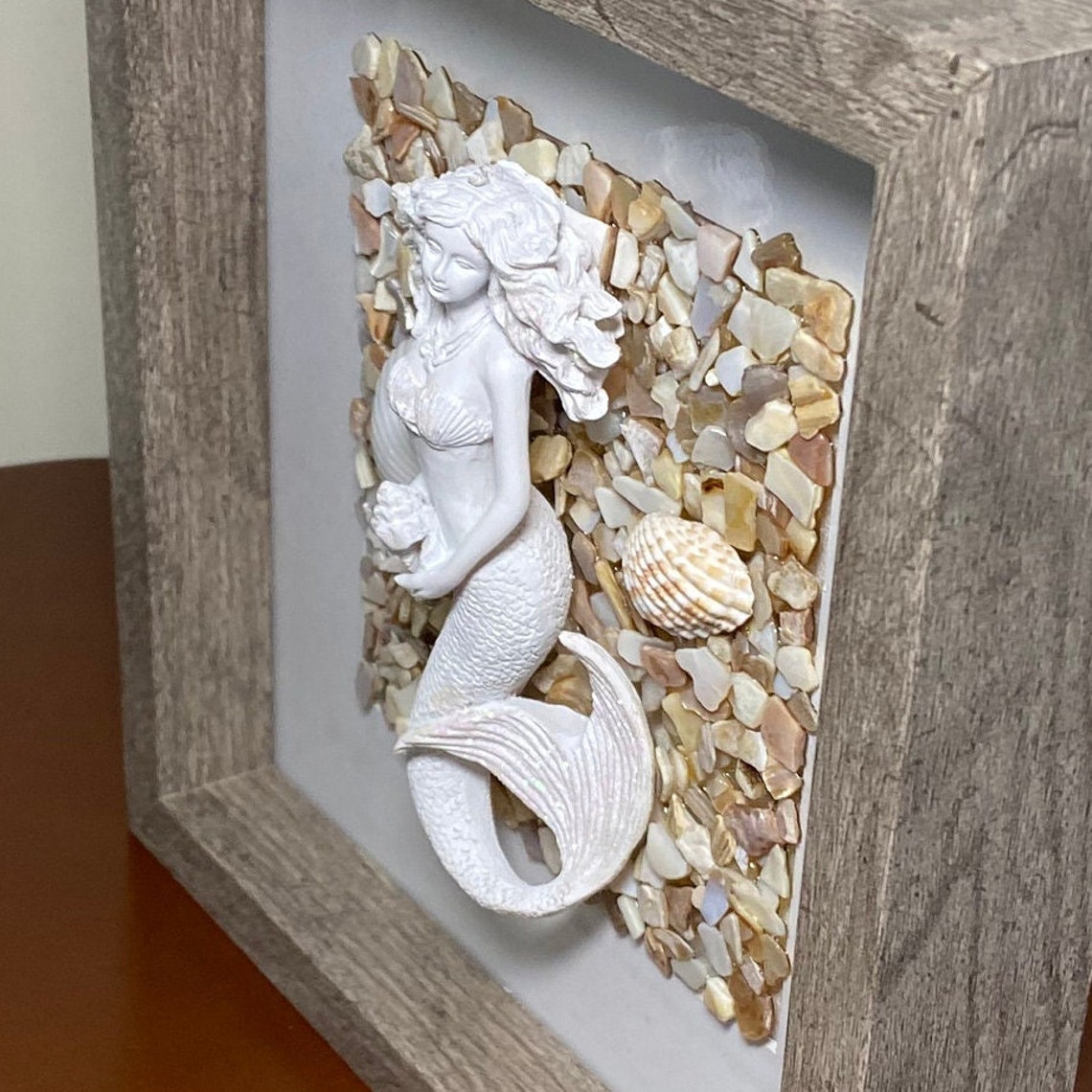 Mermaid Shadow Box Frame Seashell Shadow Box Frame Coastal - Etsy