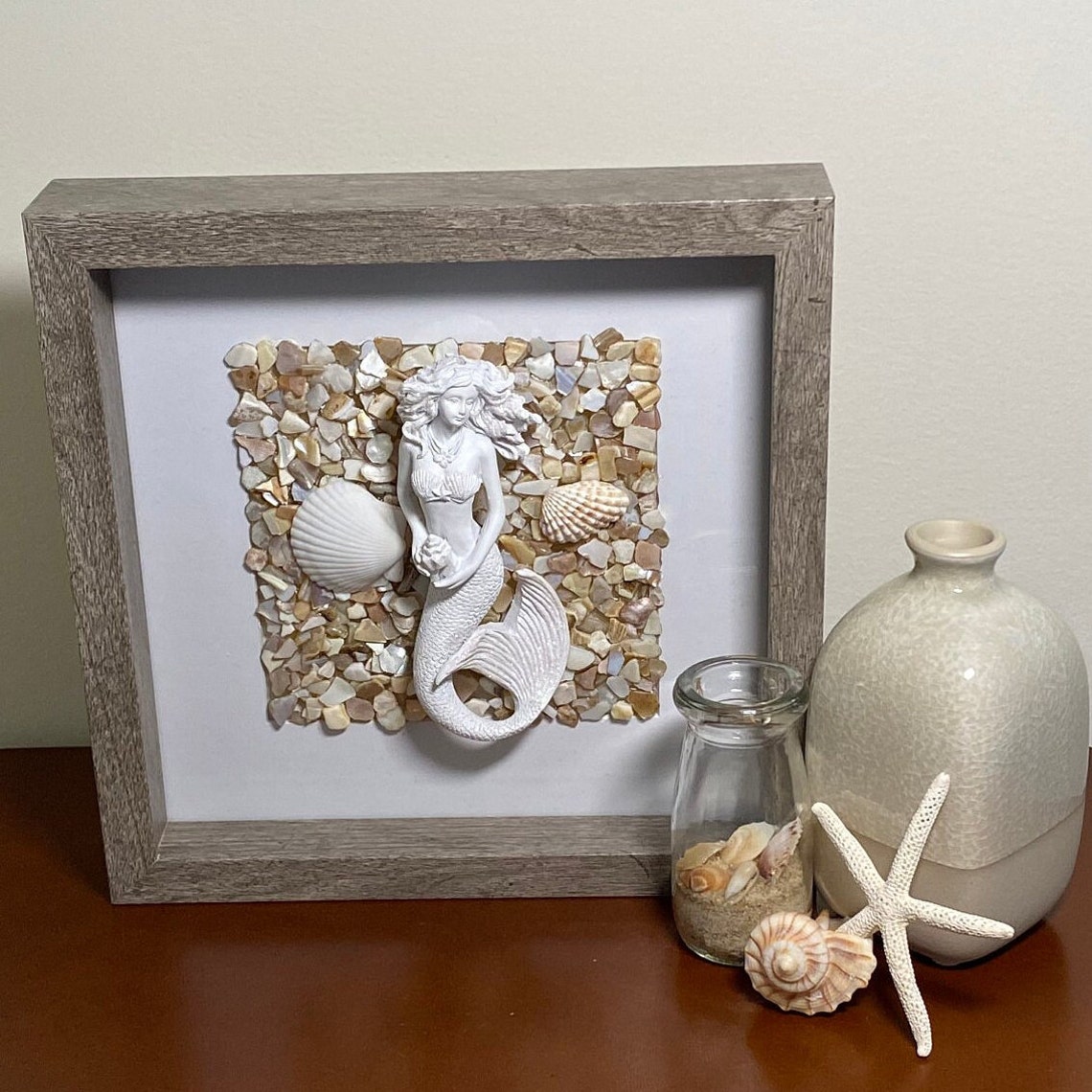 Mermaid Shadow Box Frame Seashell Shadow Box Frame Coastal - Etsy