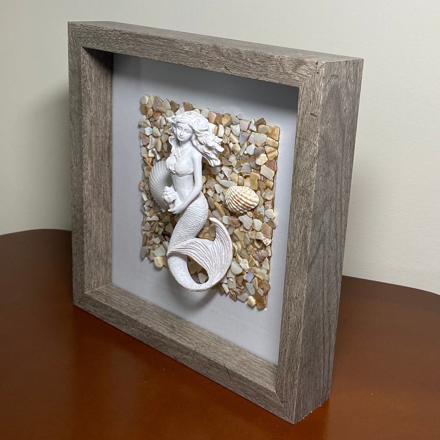 Mermaid Shadow Box Frame Seashell Shadow Box Frame Coastal - Etsy