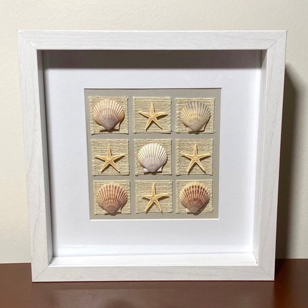 Sea Stars, Bay Scallops, Seashell Shadow Box Frame, Coastal Decor - Etsy