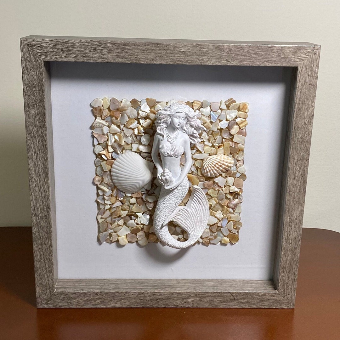 Mermaid Shadow Box Frame Seashell Shadow Box Frame, Coastal Home Decor ...
