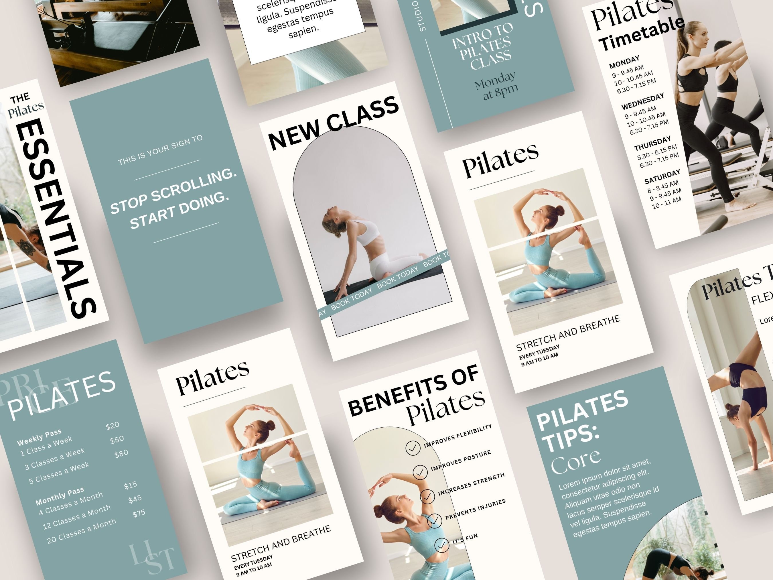 Pilates Social Media Templates | Aesthetic Pilates Studio Instagram ...
