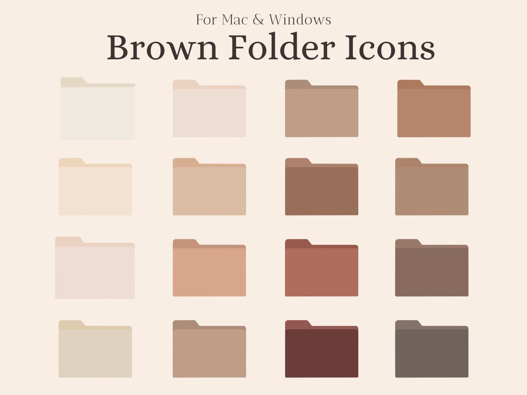 Brown Beige Desktop Folder Icons Desktop Folder Icons - Etsy
