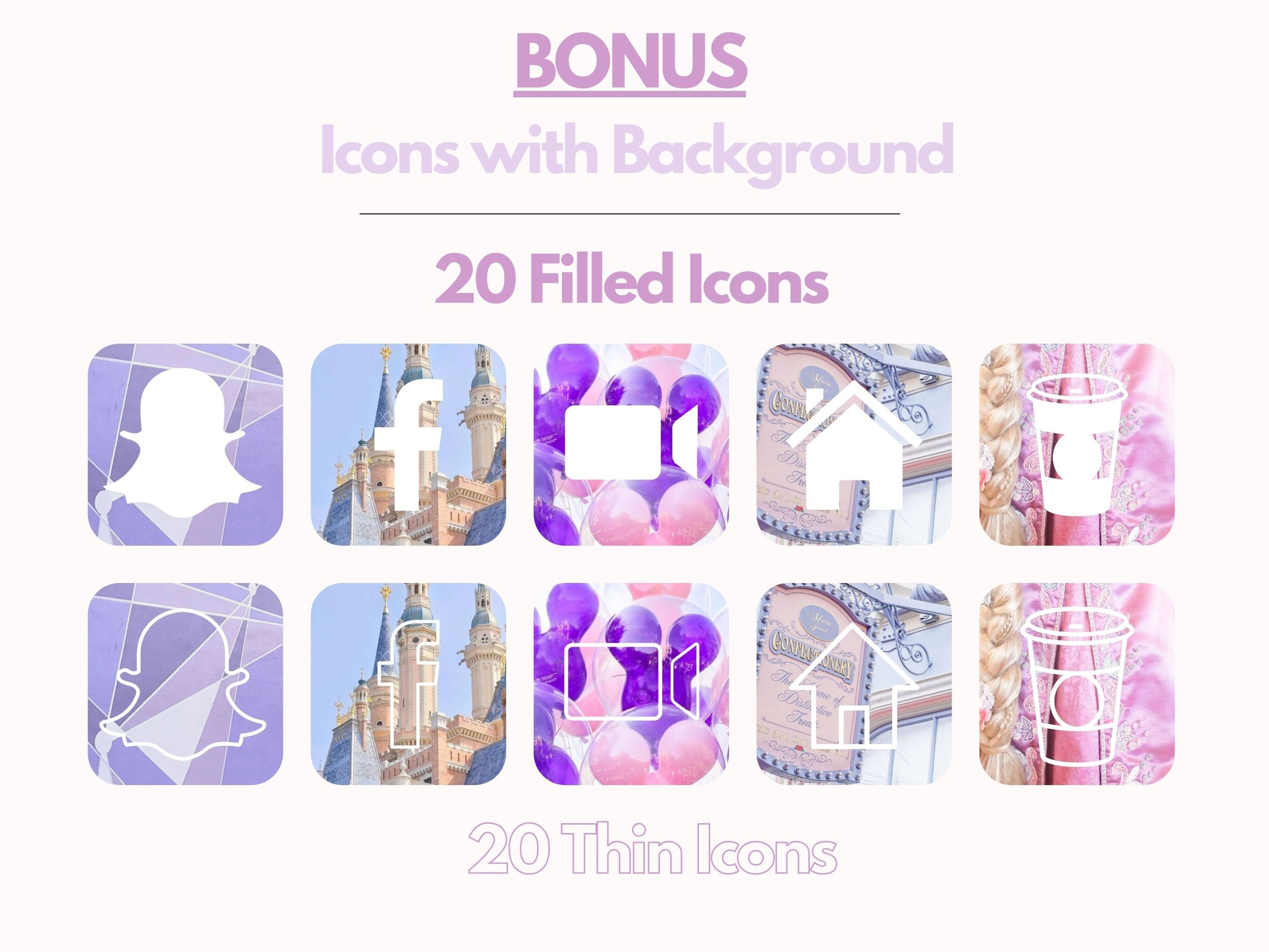 Ios 14 Purple Theme Park App Icons, 2000 Icons With Bonus Wallpapers ...