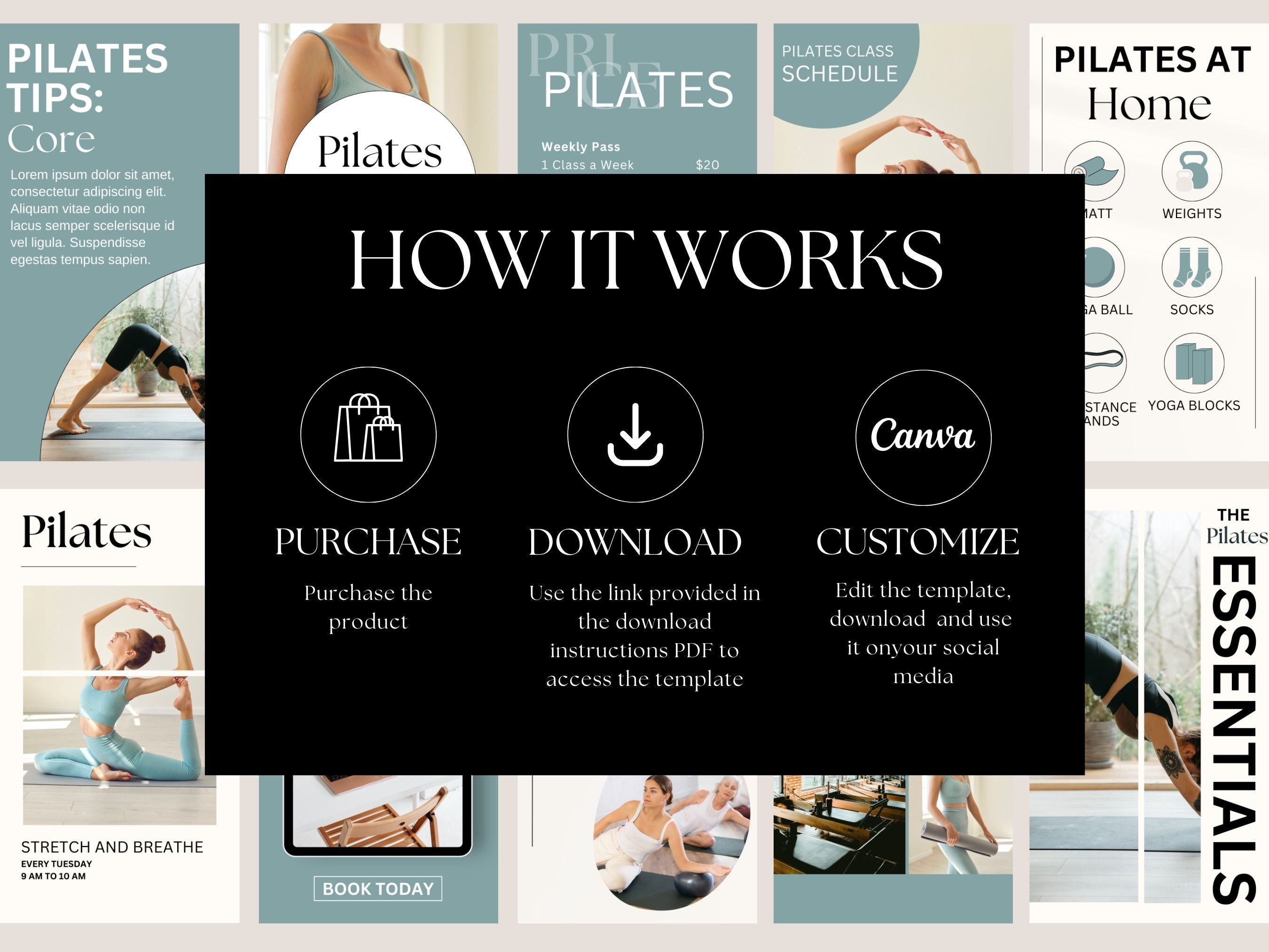 Pilates Social Media Templates | Aesthetic Pilates Studio Instagram ...