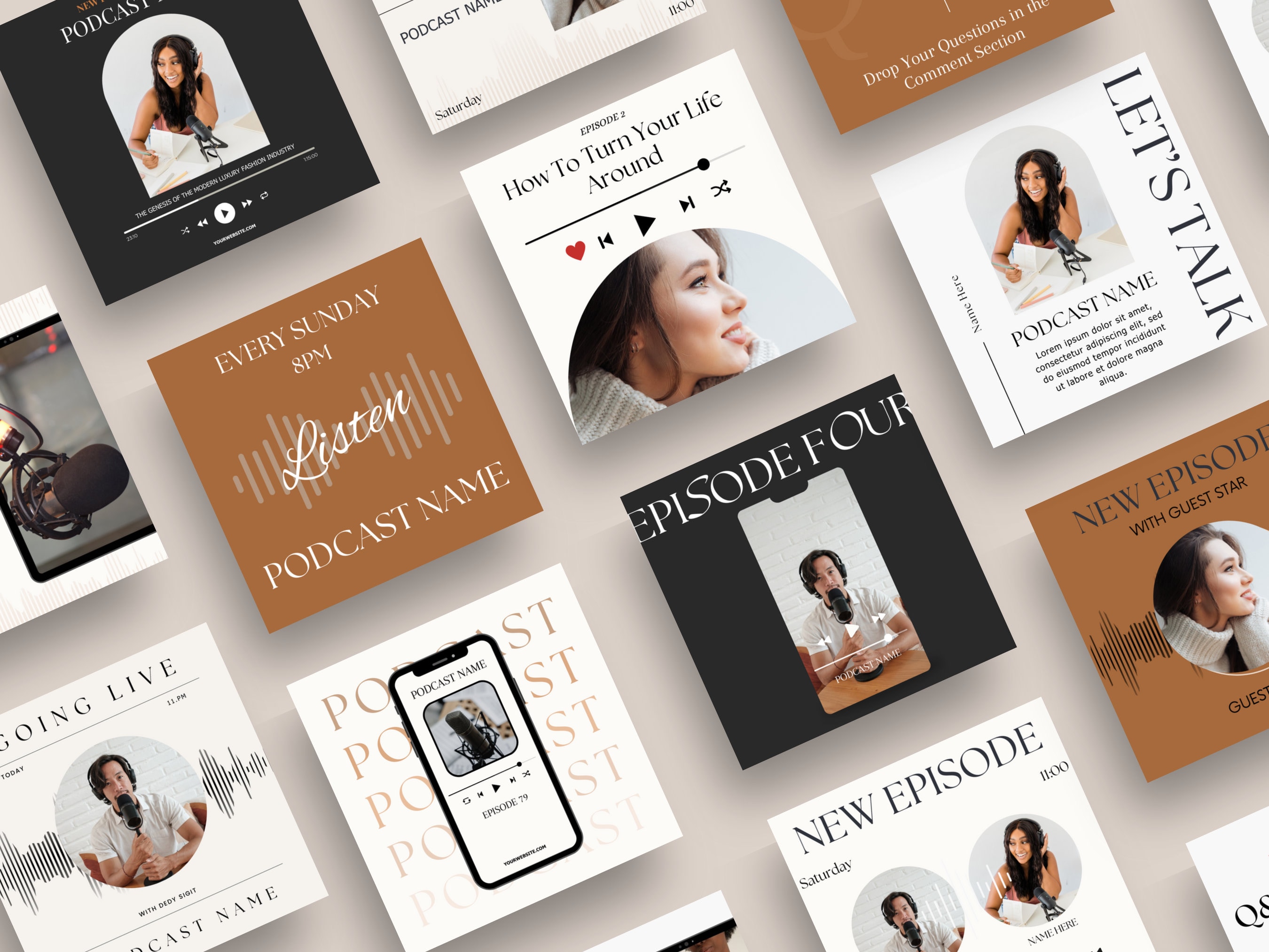 Podcast Instagram Post Reel Templates Podcast Social Media Template ...