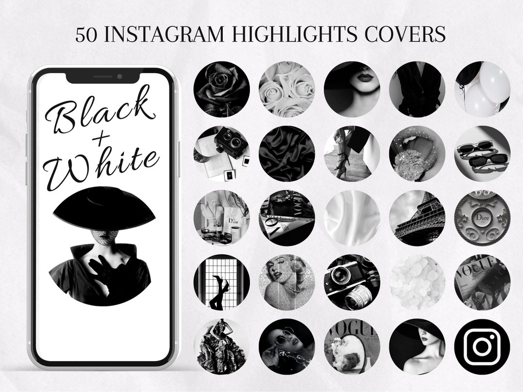 50 Instagram Story Highlight Covers | Black + White Pictures | Black ...