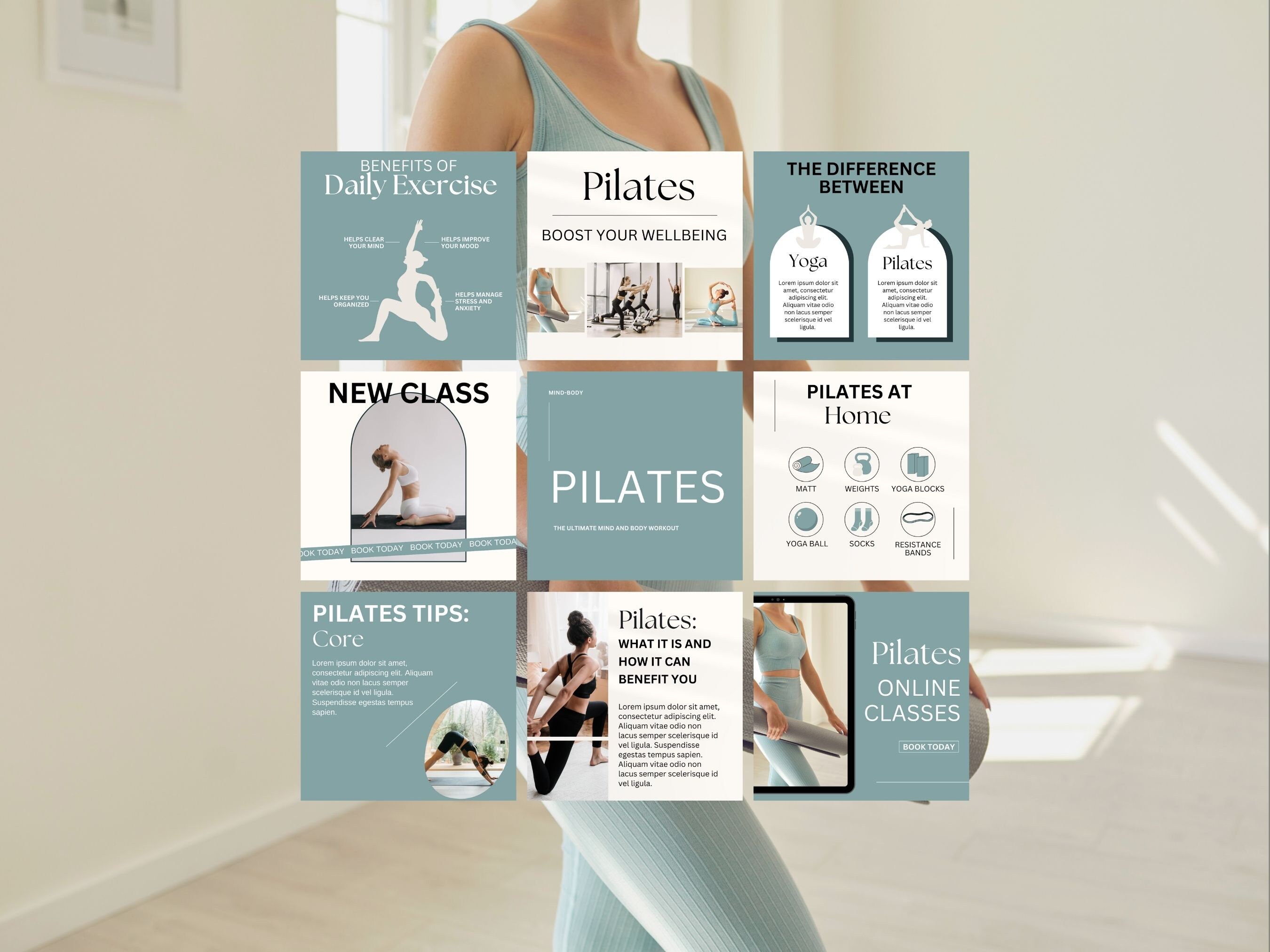 Pilates Social Media Templates | Aesthetic Pilates Studio Instagram ...
