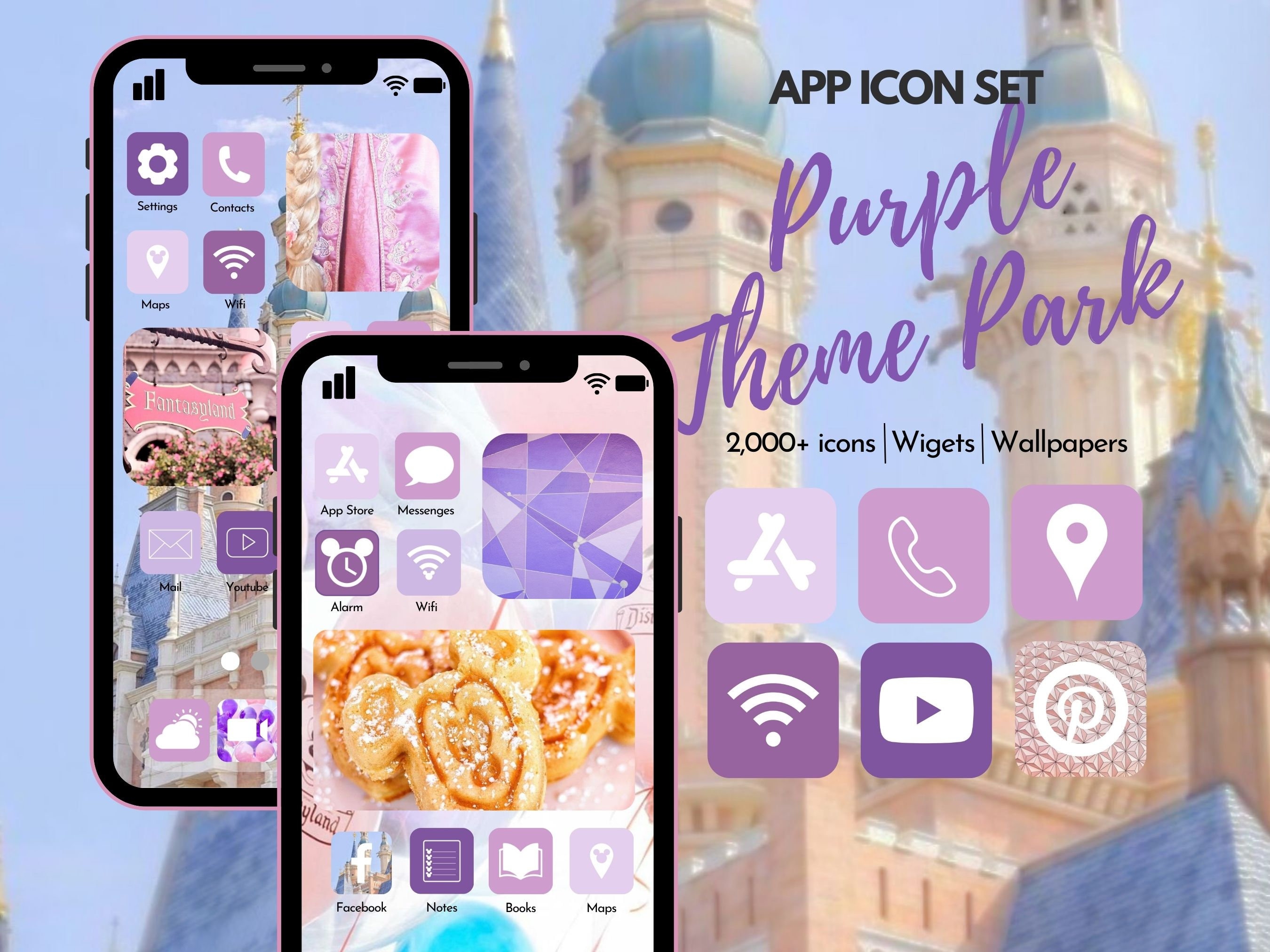 Ios 14 Purple Theme Park App Icons, 2000 Icons With Bonus Wallpapers ...