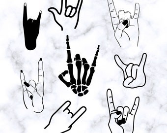 Rock on Hand Svg - Etsy