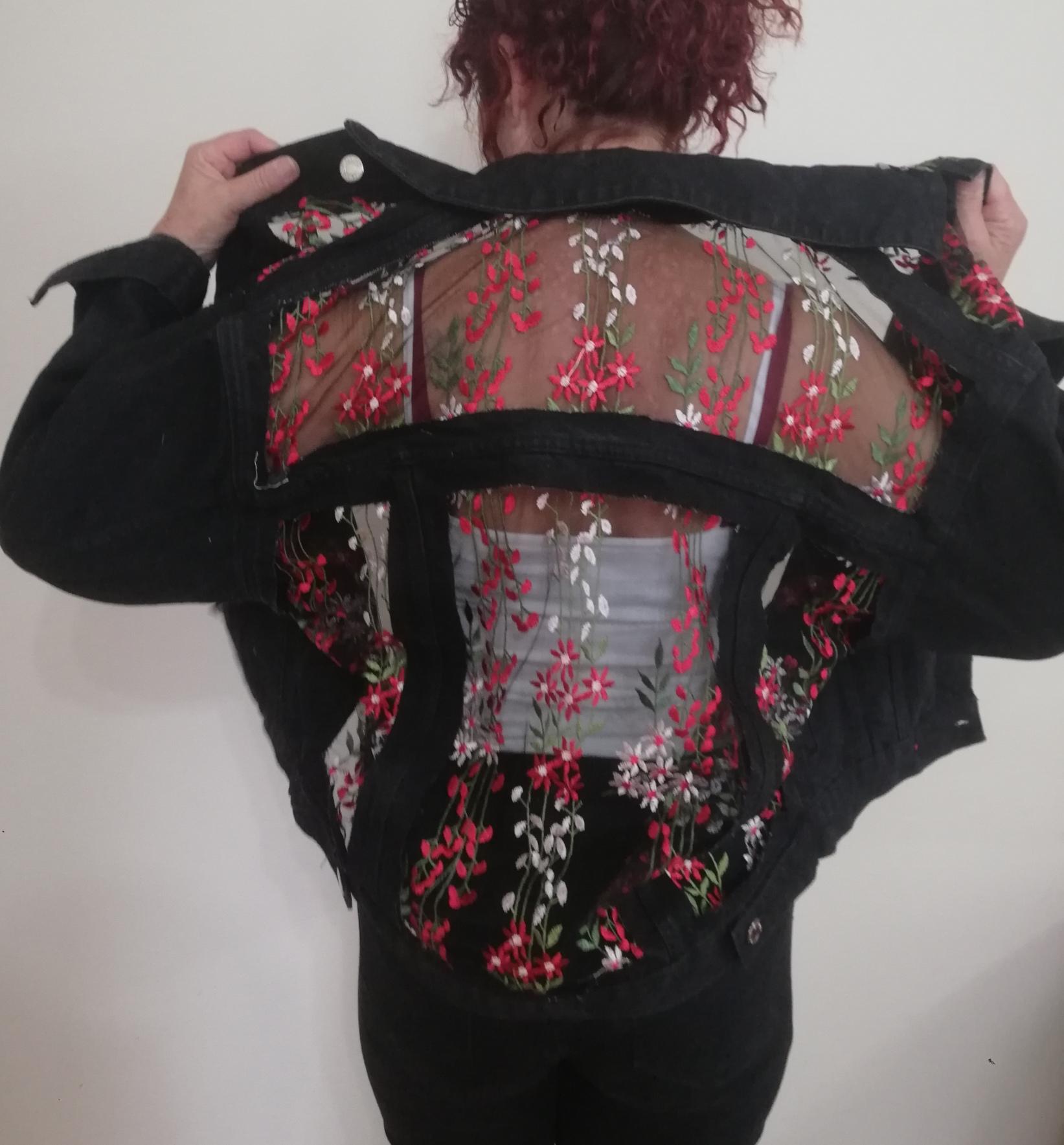 Black LACE DENIM JACKET for Women, Bridal Lace Denim Jacket, Floral ...