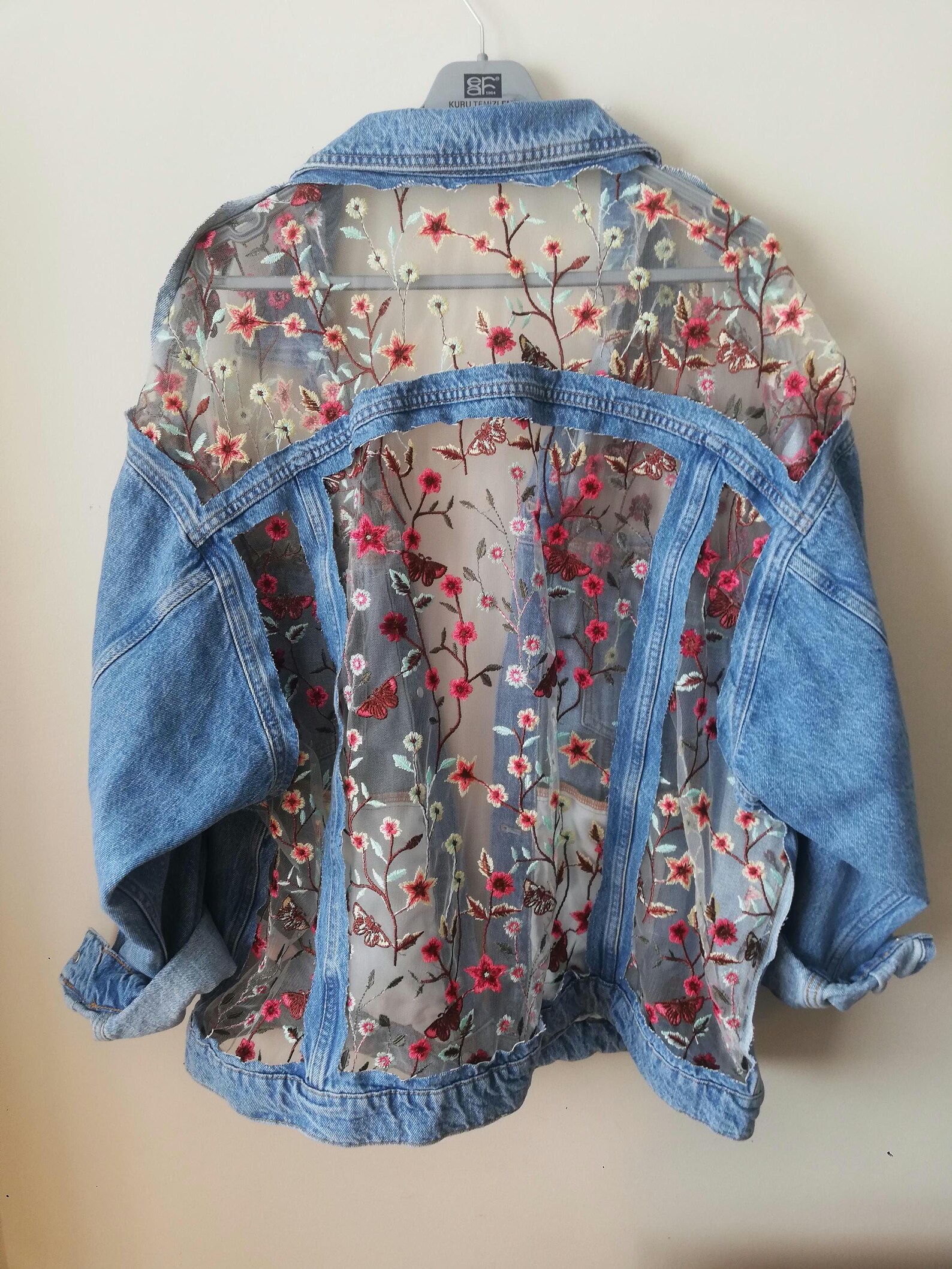 Boho Lace Denim Jacket, Boho Lace Denim Jacket, Upcycled Sustainable ...