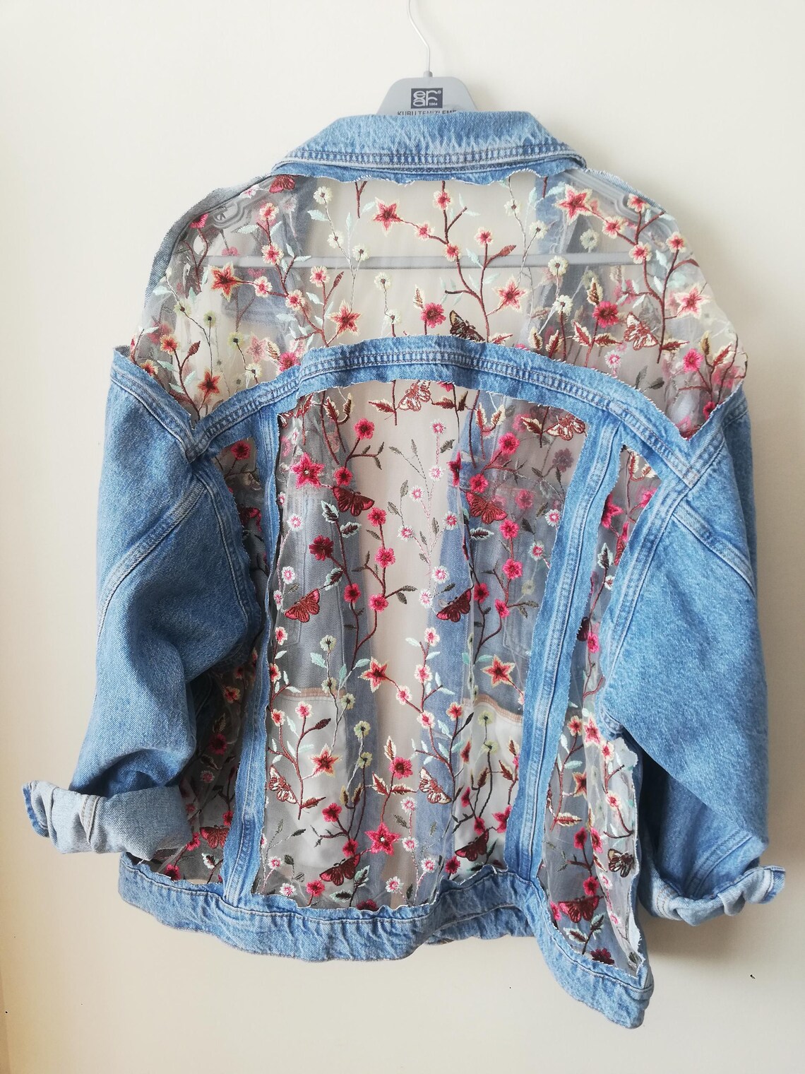 Boho Lace Denim Jacket, Boho Lace Denim Jacket, Upcycled Sustainable ...