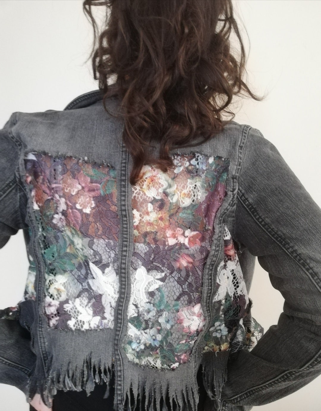 Sheer Guipure Black Denim Jacket , Black Denim Jacket , Denim Jacket ...