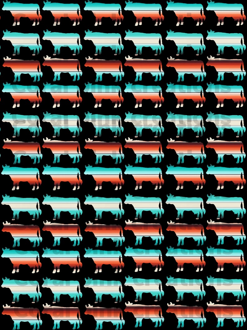 Seamless Serape Cows PNG Sublimation Dtf Dtg Tumbler Western Cowhide ...