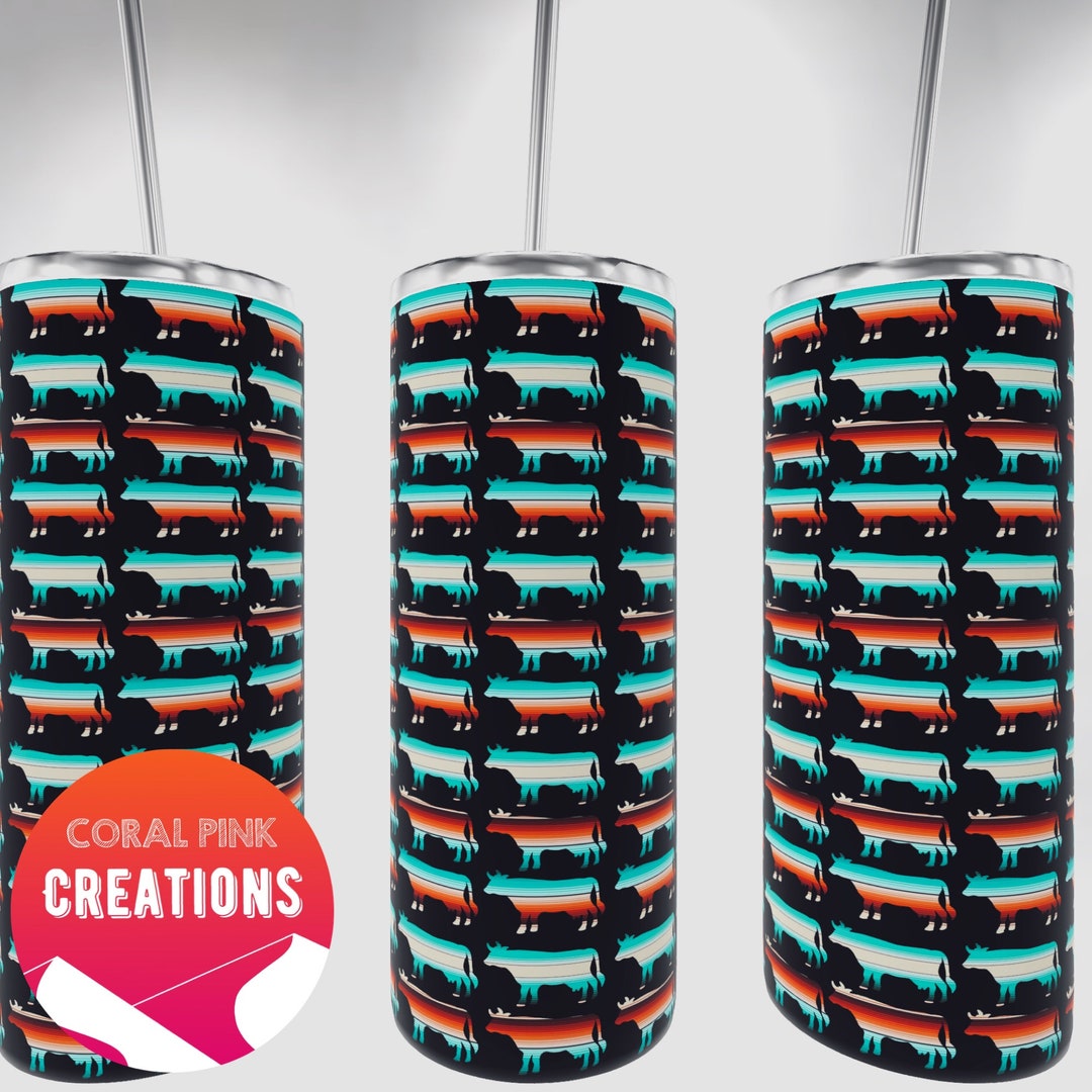 Seamless Serape Cows PNG Sublimation Dtf Dtg Tumbler Western Cowhide ...