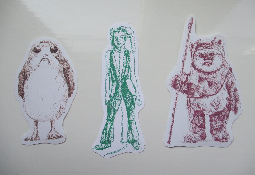 Porg, Ewok, Twilek Star Wars Vinyl Stickers Hand-drawn unique Fan Art ...