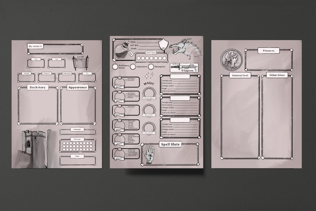 Dungeons and Dragons Downloadable Character Sheet, Dnd Character ...
