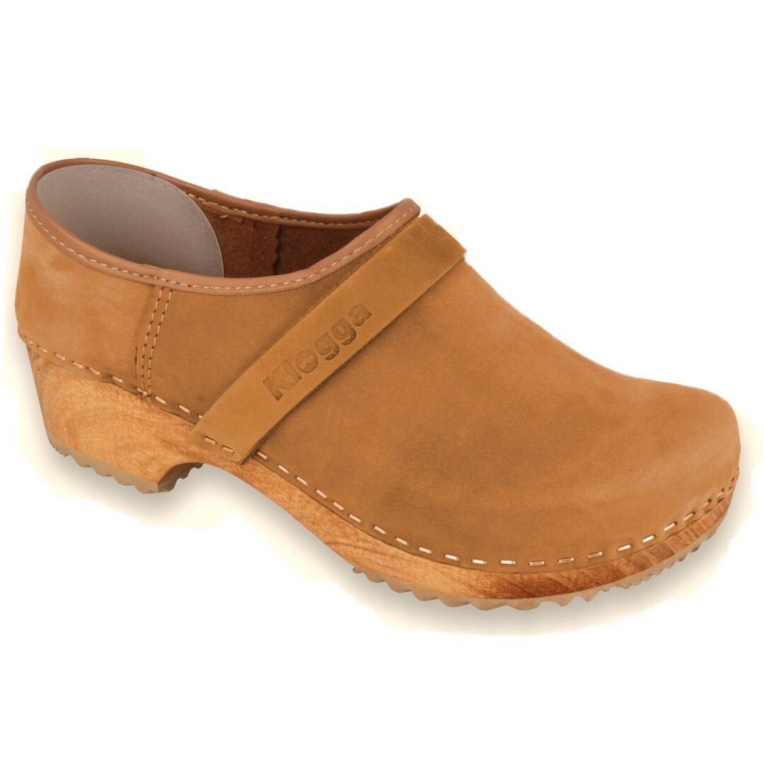 Camel Nubuck Clogs: Handmade Wooden Swedish Design Shoes - Etsy