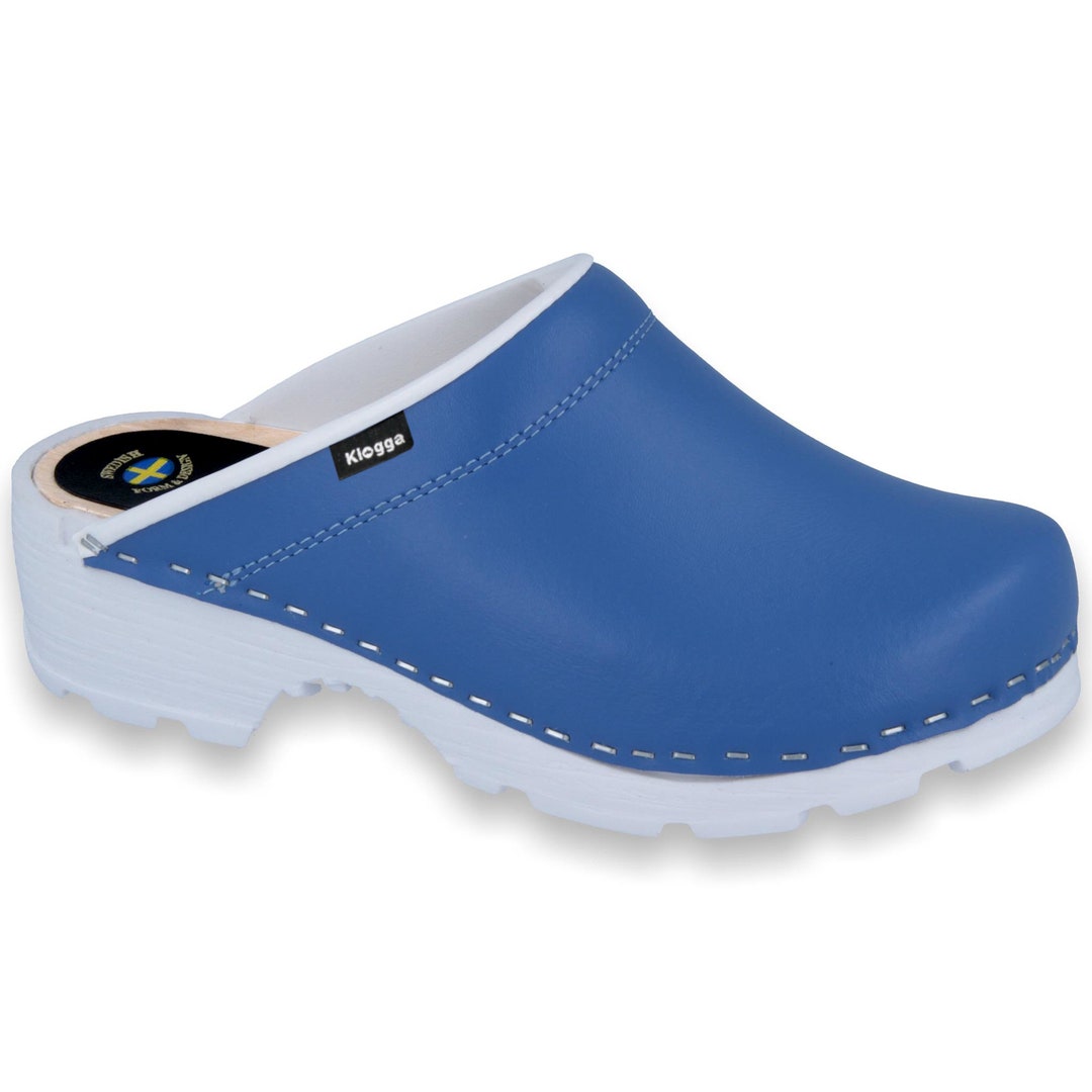 Comfort Blue Klogga Quality PU Clogs With Wood Handmade Swedish Design ...