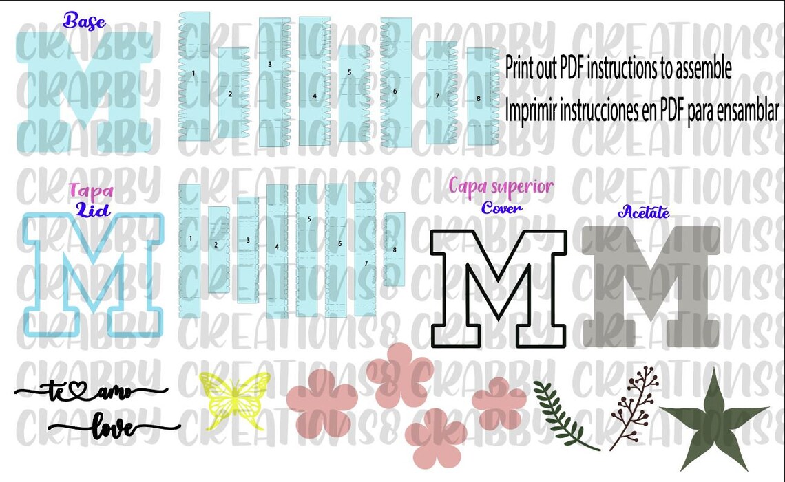 Letter M Boxcaja Mom Mom Box Letra M Varsity Días De Las - Etsy