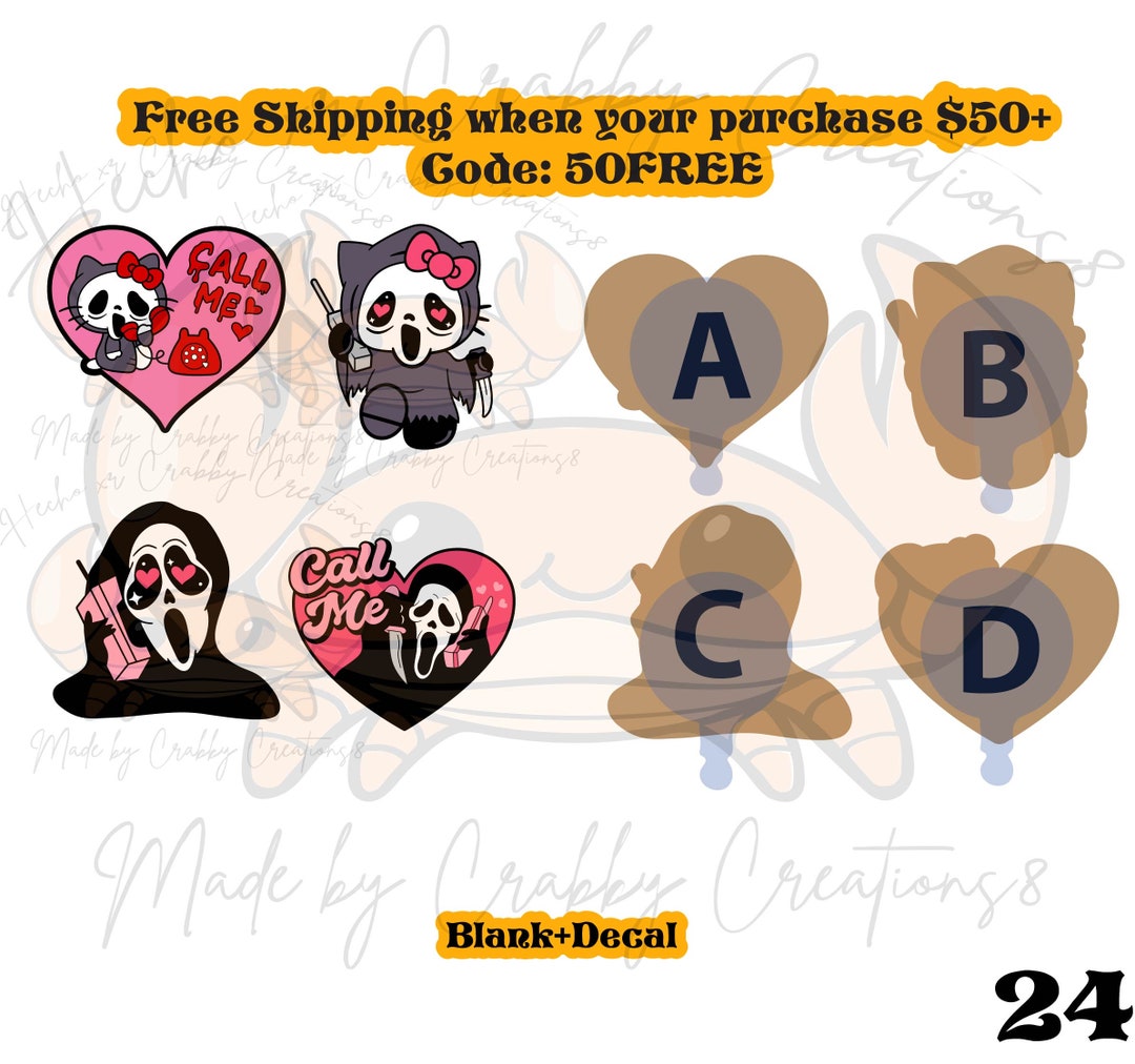 Ghost Face Valentines Badge Reel Blanks and Decal 24 - Etsy