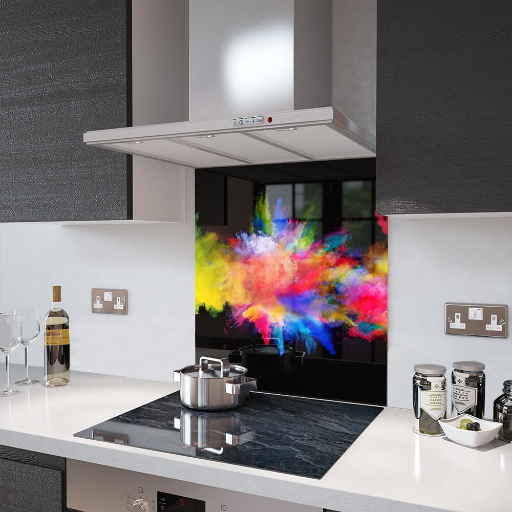 Glass Splashbacks Colour Fusion on Black Glass and Accessories - Etsy