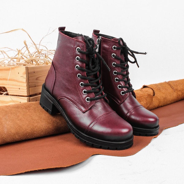 Burgundy Boots - Etsy