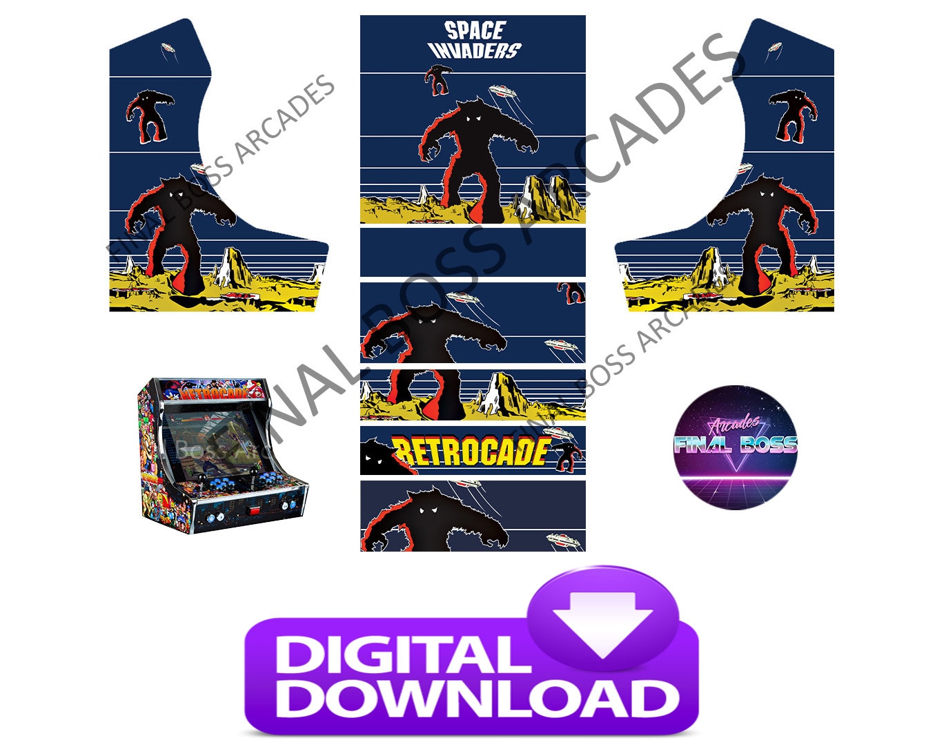 Bartop Arcade Cabinet Artwork Graphics - Space Invaders Theme - Etsy