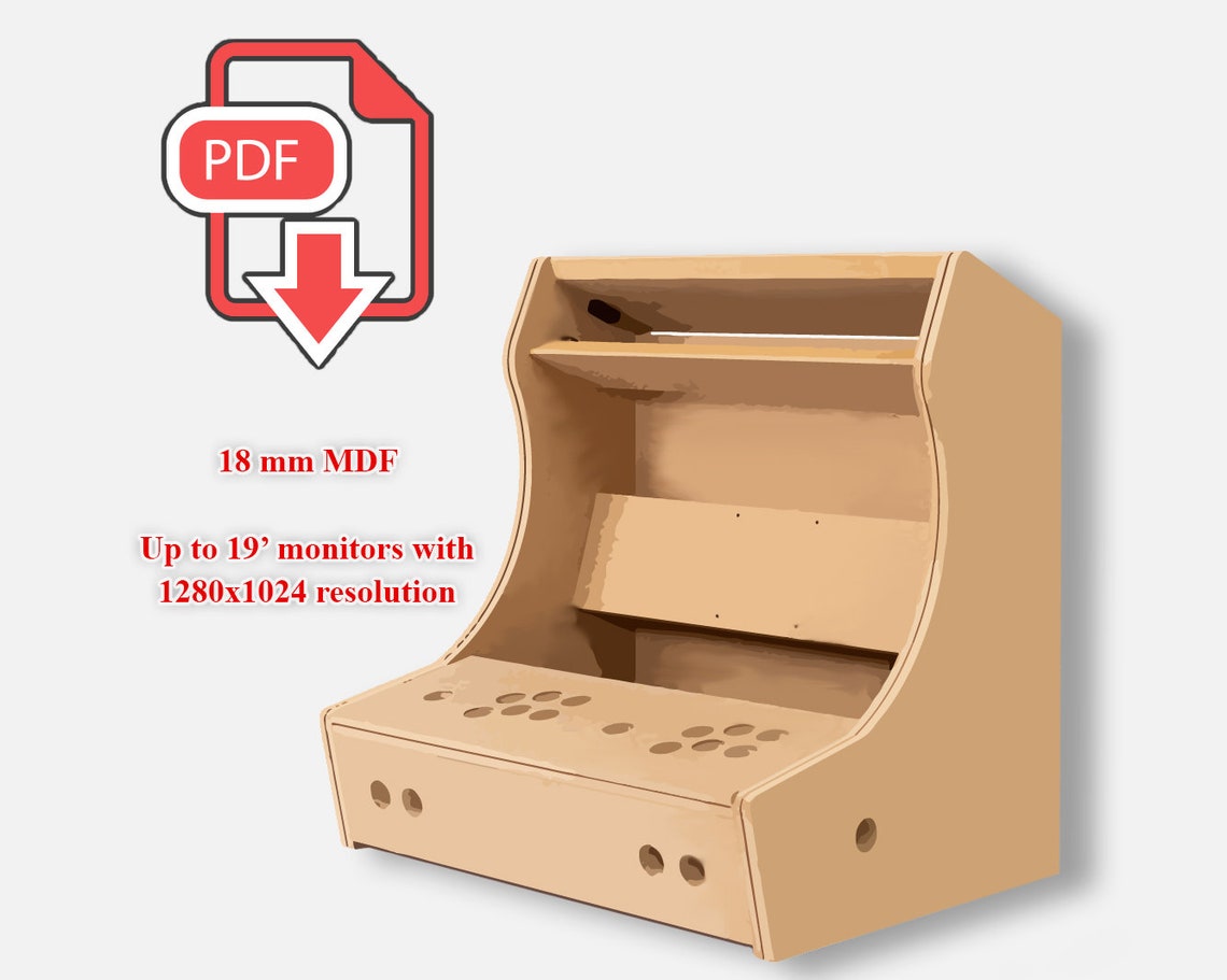 Bartop Arcade Machine Plans for 2 Players 18mm MDF 19 - Etsy