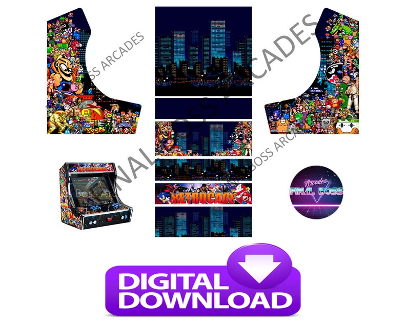 Bartop Arcade Cabinet Artwork Graphics - Retrocade Theme - PSD Files - Etsy