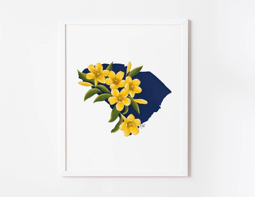 South Carolina State Flower Art Print | State Wall Art | Unique Floral ...