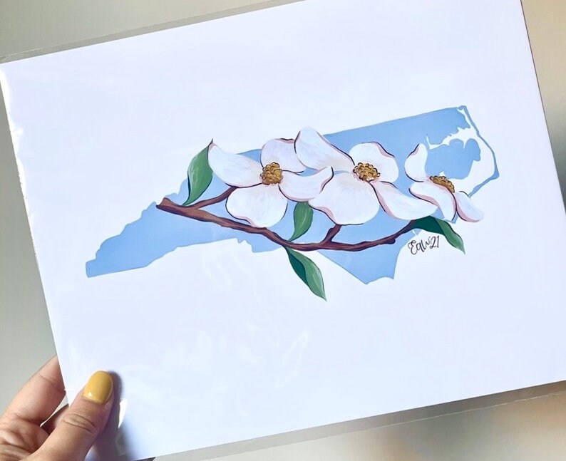 North Carolina State Flower Art Print | State Wall Art | Unique Floral ...