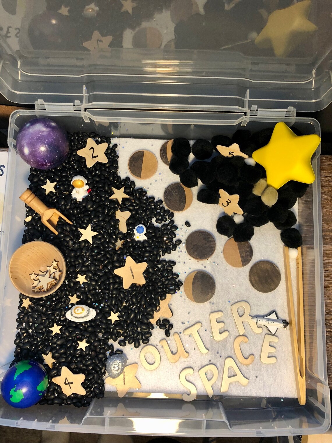 Outer Space Sensory Bin without Large Wooden Planets - Etsy