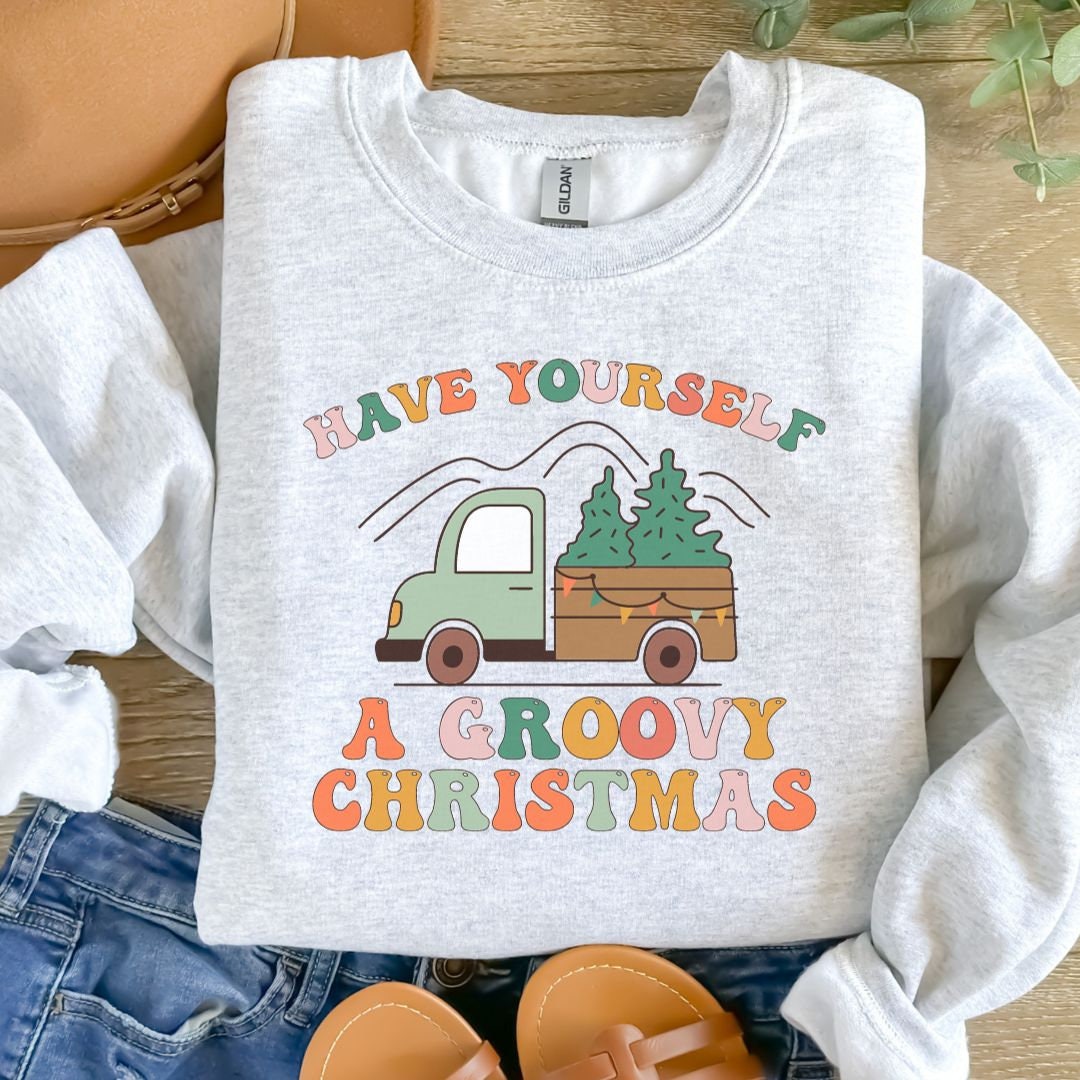 Groovy Christmas Sweatshirt, Christmas Vibes Sweatshirt, Christmas ...