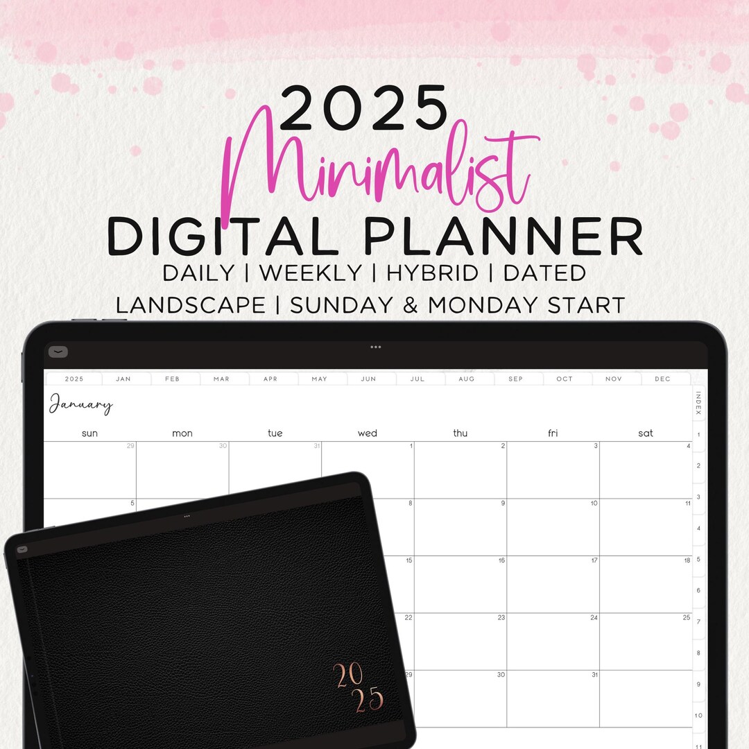 2025 Minimalist Digital Planner, LANDSCAPE, Dated, Goodnotes, Penly ...