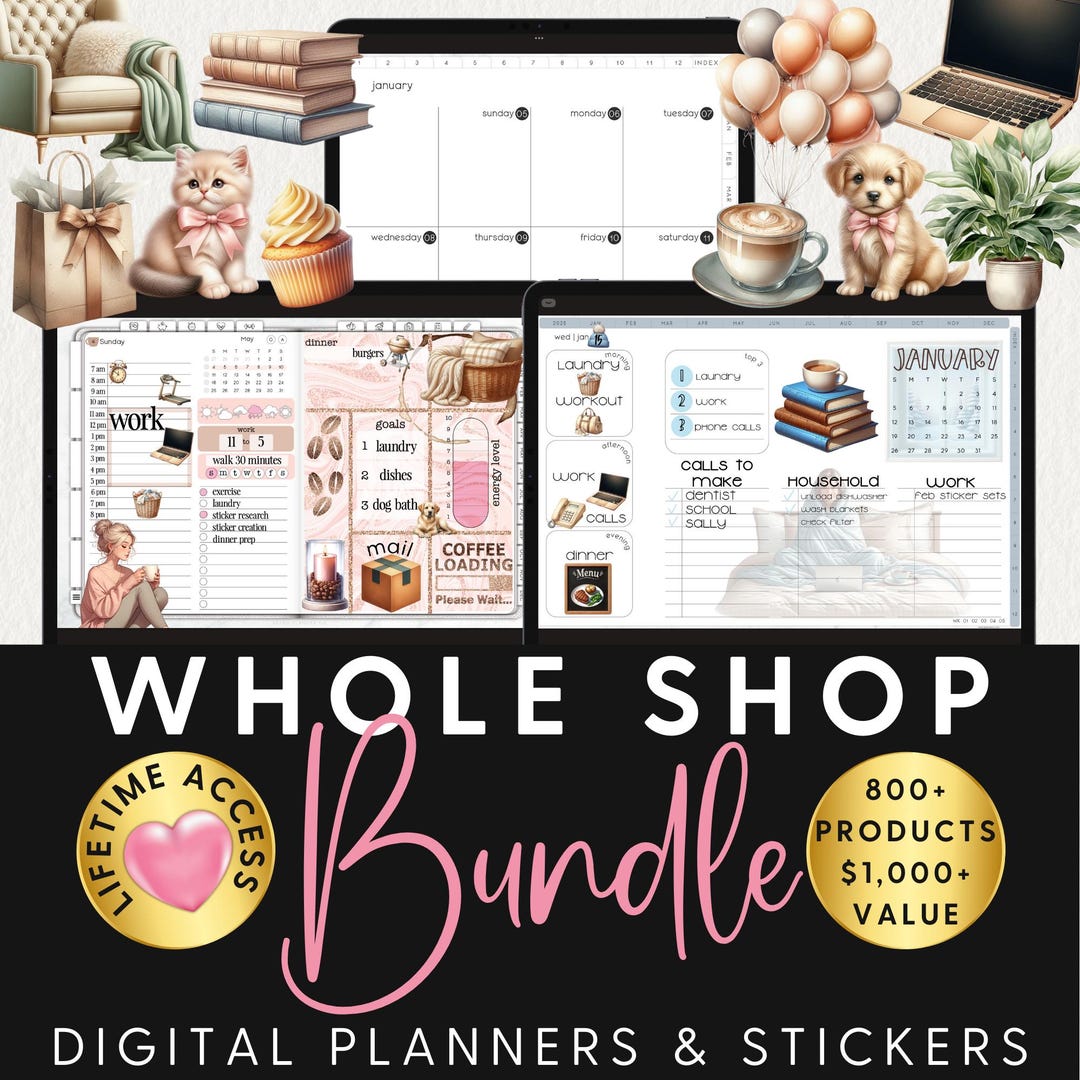 Digital Planner Digital Sticker Bundle WHOLE SHOP Goodnotes Samsung ...