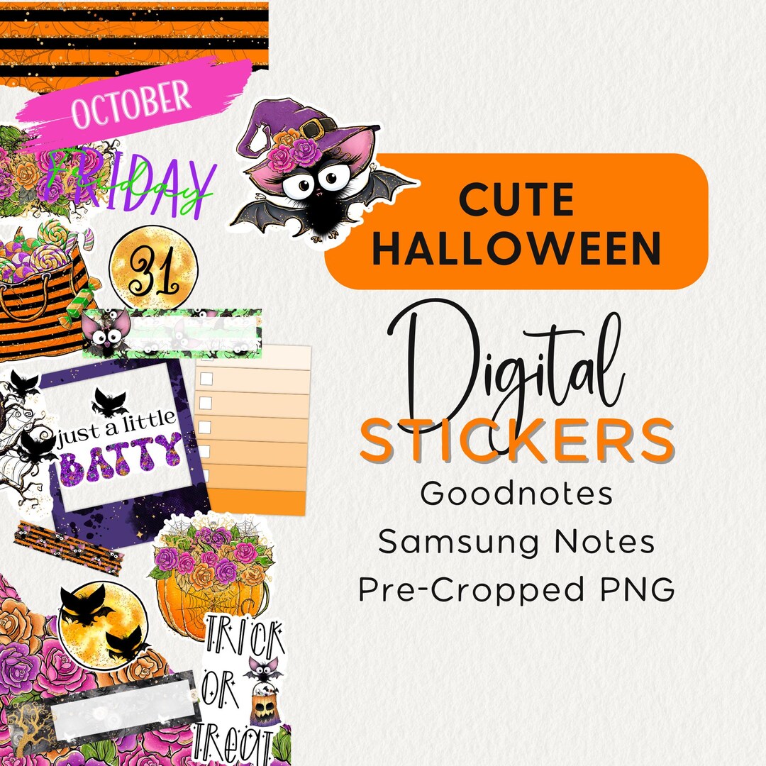 Cute HALLOWEEN DIGITAL STICKERS Pack, Goodnotes Noteful Png Samsung ...